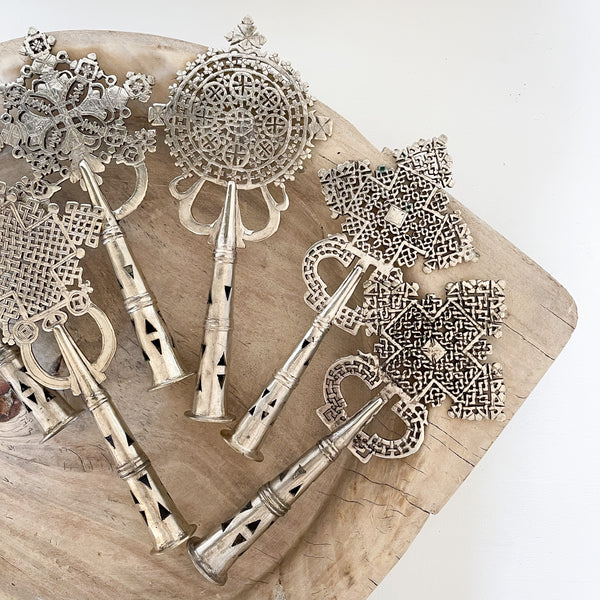 Ethiopian Coptic Cross – Rustic White & Wood